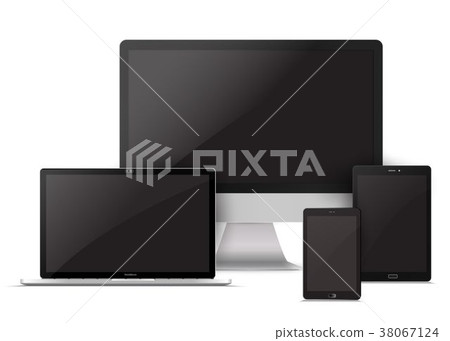 Electronic gadgets, isolated, on white background. - Stock Illustration ...