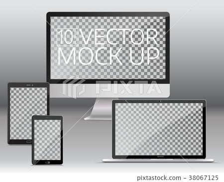 Electronic gadgets, isolated, on white background. - Stock Illustration ...