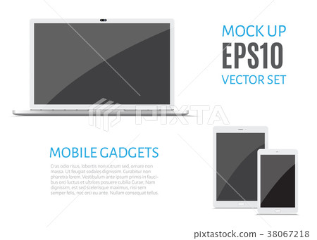 Electronic gadgets, isolated, on white background. - Stock Illustration ...