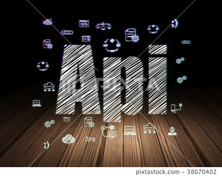 Database concept: Api in grunge dark room - Stock Illustration ...