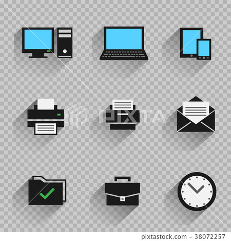 office flat icon set transparent - Stock Illustration [38072257] - PIXTA