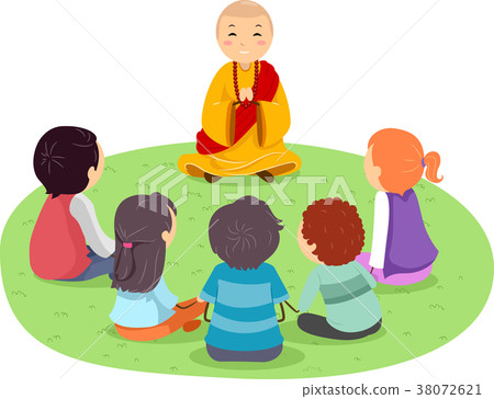 Stickman Teens Monk Outdoors Illustration - Stock Illustration ...