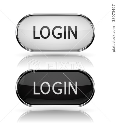Login black and white oval buttons with metal - Stock Illustration ...