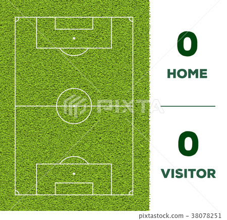 Soccer line, game score display and grass field - Stock Illustration ...