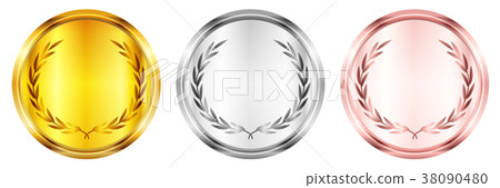Medal gold silver icon - Stock Illustration [38090480] - PIXTA