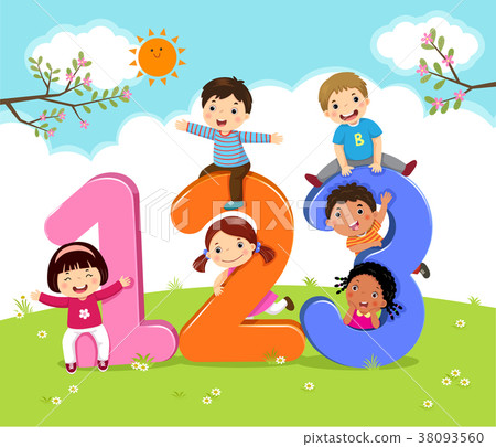 Cartoon kids with 123 numbers - Stock Illustration [38093560] - PIXTA