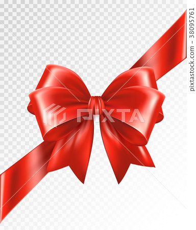 Red corner ribbon with Bow - Vector design element - Stock Illustration ...