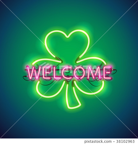 Neon Welcome in Clover Sign-插圖素材 [38102963] - PIXTA圖庫