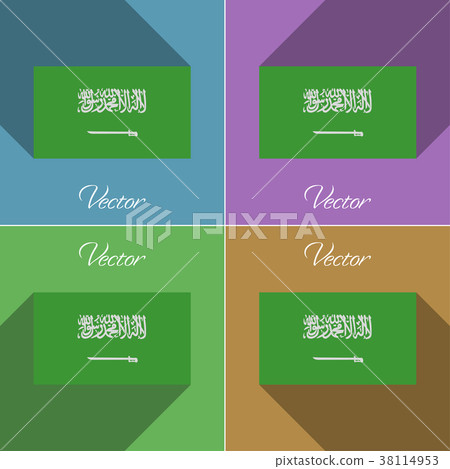 Flags Saudi Arabia. Set of colors flat design and - Stock Illustration ...