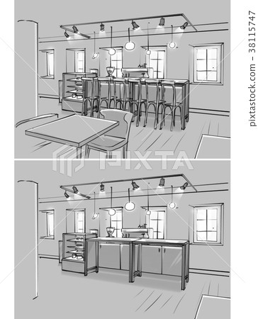 Illustration of cafe interior - Stock Illustration [38115747] - PIXTA