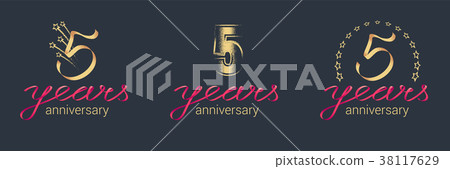 5 years anniversary vector icon, logo set - Stock Illustration ...