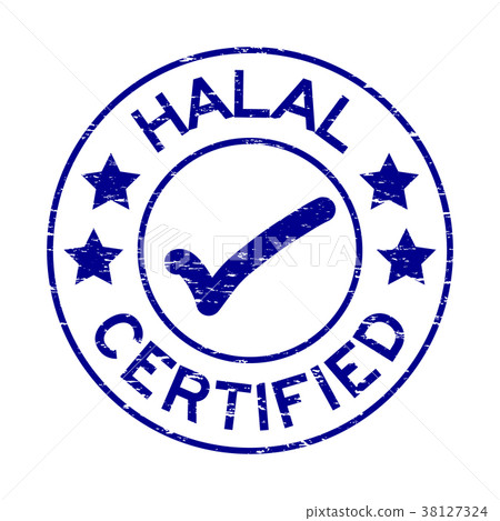 Grunge blue Halal certified round rubber stamp-插圖素材 [38127324] - PIXTA圖庫