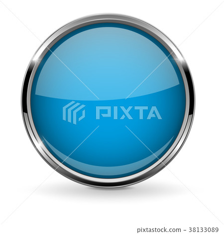 Round blue button with chrome frame-插圖素材 [38133089] - PIXTA圖庫