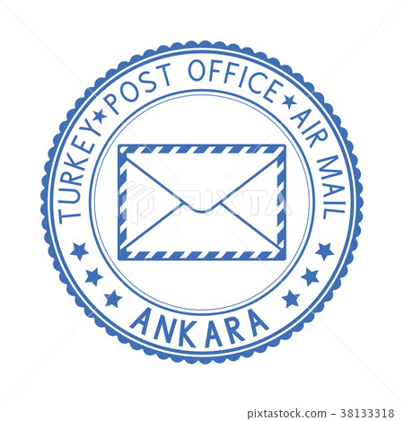 Blue postal stamp Ankara, Turkey - Stock Illustration [38133318] - PIXTA