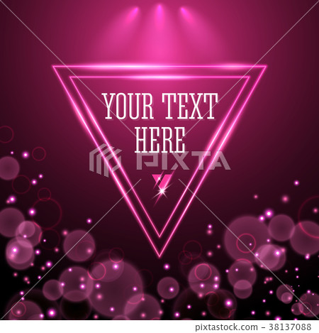 Shining pink neon light triangle frame design - Stock Illustration ...
