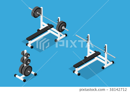 Isometric gym equipment - Stock Illustration [38142712] - PIXTA