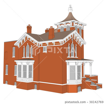 Old house in Victorian style. Illustration on - Stock Illustration ...