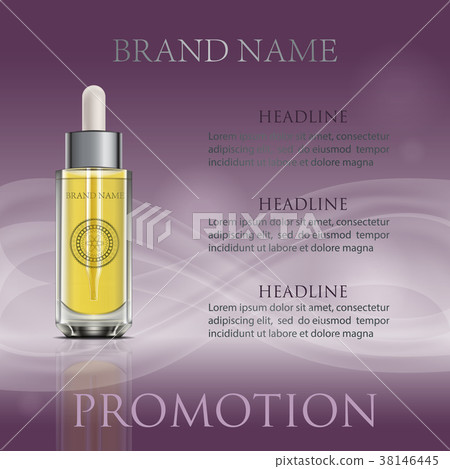 Bottle with dropper and modern circle graphic. - Stock Illustration ...