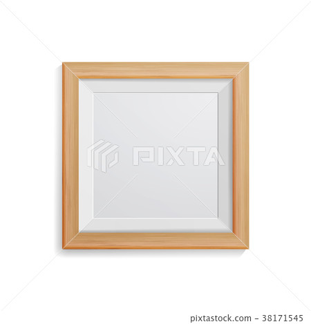 Realistic Photo Frame Vector. Square Light Wood - Stock Illustration ...