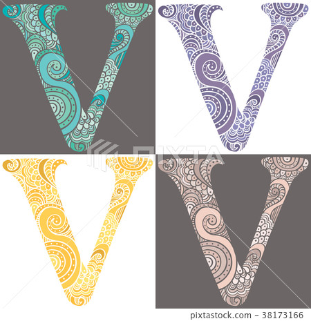 Illustrated letter V - Stock Illustration [38173166] - PIXTA