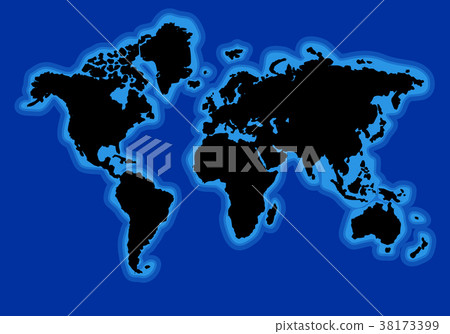 World map with blue ocean Vector - Stock Illustration [38173399] - PIXTA