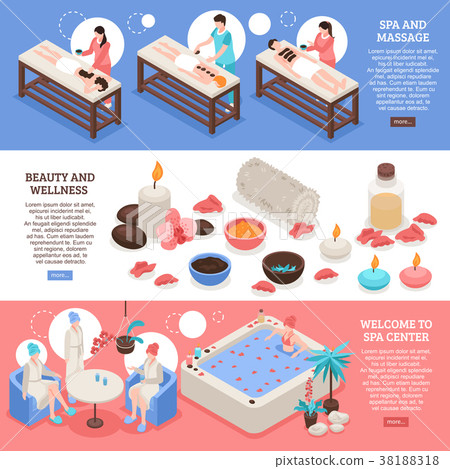 Spa Center Isometric Horizontal Banners - Stock Illustration [38188318 ...