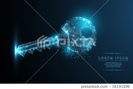 Key. Polygonal wireframe mesh art with crumbled - Stock Illustration ...