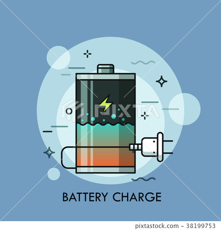 Rechargeable battery with liquid inside and plug - Stock Illustration ...