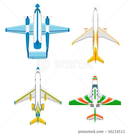 Vector airplane illustration plane top view and - Stock Illustration ...