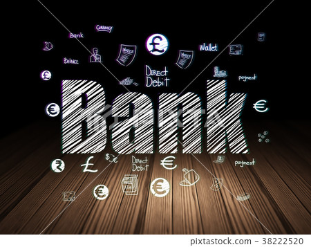 Banking concept: Bank in grunge dark room - Stock Illustration ...