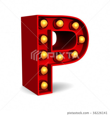 Red Marquee light letter P sign retro - Stock Illustration [38226141 ...