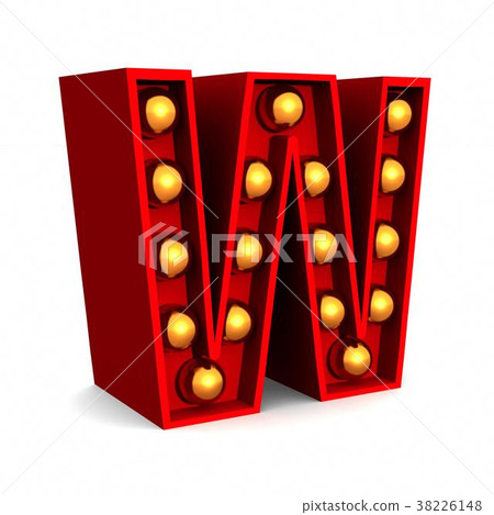 Red Marquee light letter W sign retro - Stock Illustration [38226148 ...