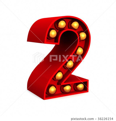 Red Marquee light letter 2 sign retro - Stock Illustration [38226154 ...