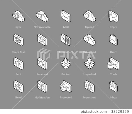 Isometric outline icons set - Stock Illustration [38229339] - PIXTA