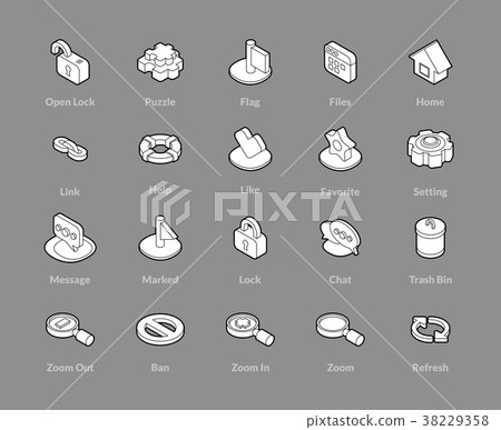 Isometric outline icons set - Stock Illustration [38229358] - PIXTA