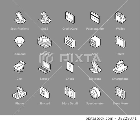 Isometric outline icons set - Stock Illustration [38229371] - PIXTA