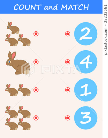 Count and match rabbit cartoon. Math educational g - Stock Illustration ...