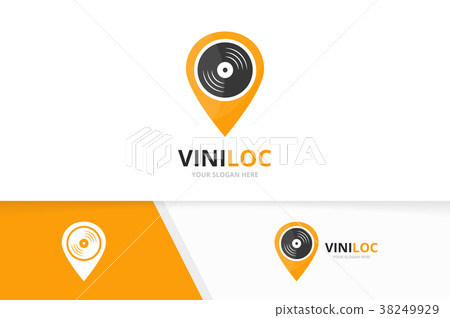 Vector vinyl and map pointer logo combination - Stock Illustration ...