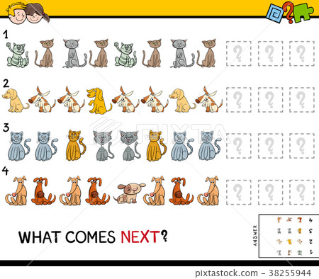 complete the pattern with pets animals game - Stock Illustration ...