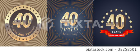 40 years anniversary vector icon, logo set - Stock Illustration ...