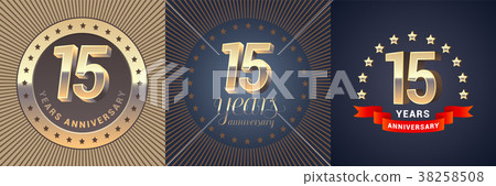 15 years anniversary vector icon, logo set - Stock Illustration ...