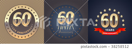 60 years anniversary vector icon, logo set - Stock Illustration ...