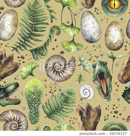 Watercolor prehistoric collection - Stock Illustration [38259137] - PIXTA