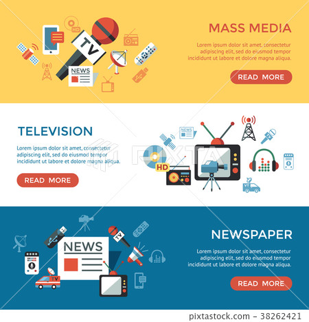 Digital mass media objects color simple flat - Stock Illustration ...