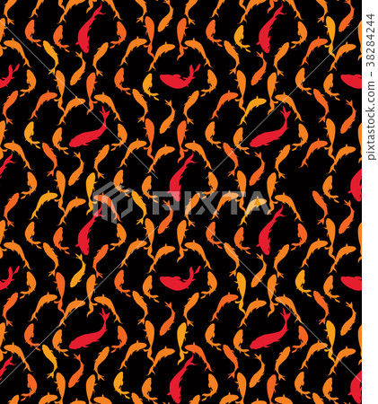Fish tile pattern Underwater marine ornament - Stock Illustration ...