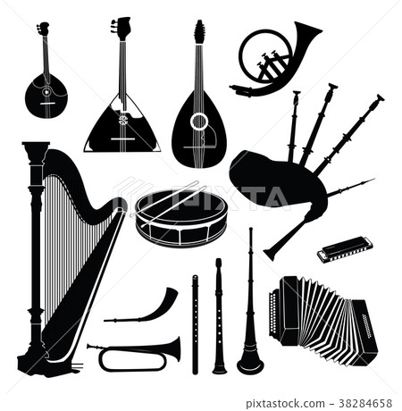 Music instruments set. Musical instrument signs - Stock Illustration ...