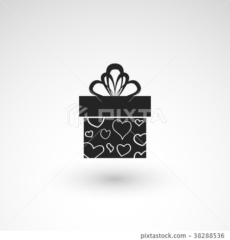 Gift box icon with ribbon, wrapping pattern design - Stock Illustration ...