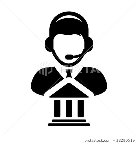 Service Icon Vector Bank Call Center Male Person - Stock Illustration ...