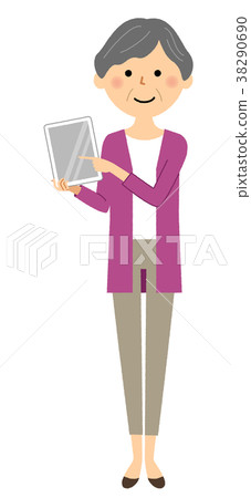 Senior lady grandma tablet - Stock Illustration [38290690] - PIXTA