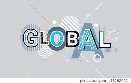 Global International Creative Word Over Abstract - Stock Illustration ...